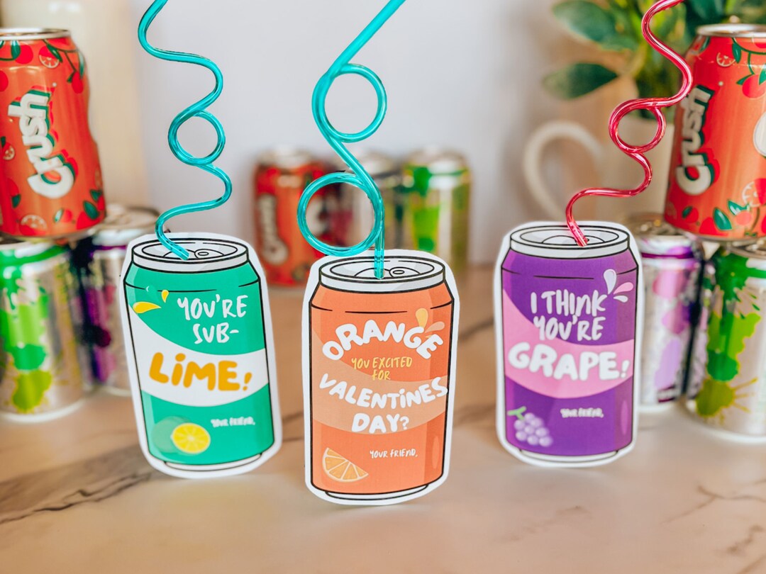 Soda Valentine, Silly Straw Valentine, Non Candy Valentine, Printable ...