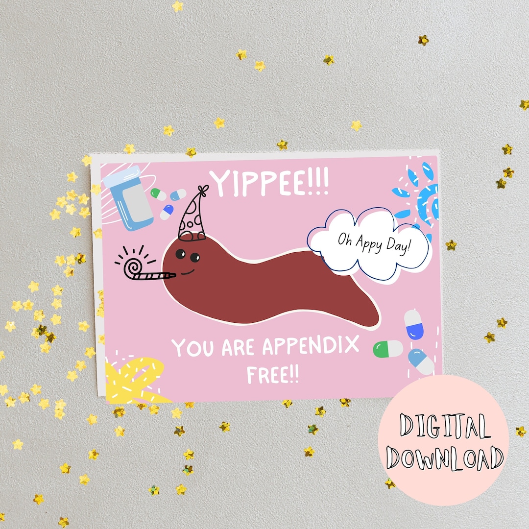 Appendix Removal Card / Appendectomy Surgery Card / Get Well Soon ...