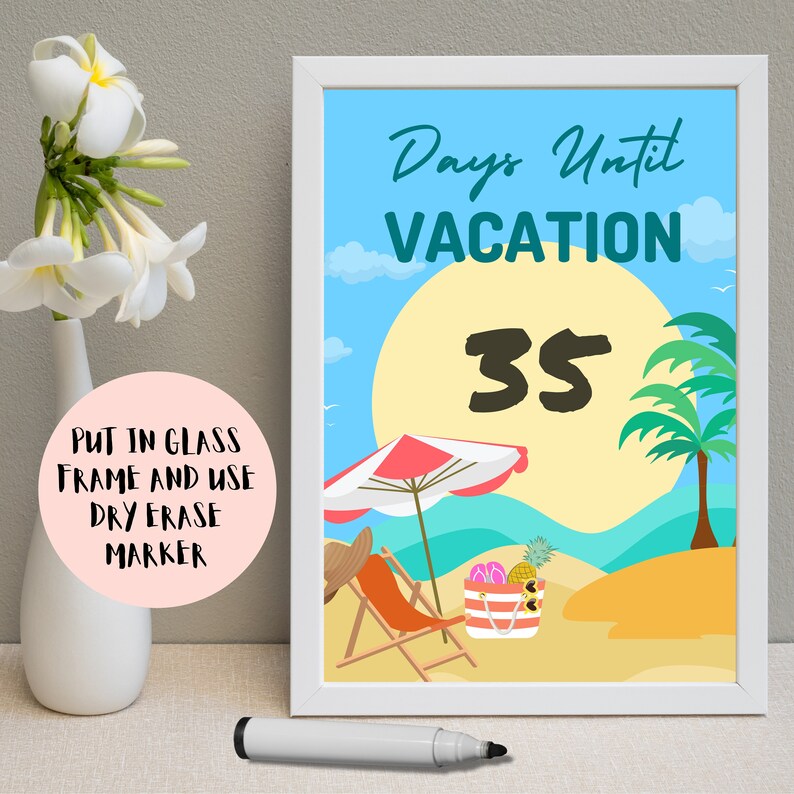 Beach Vacation Countdown / Printable Countdown / Days Until Vacation ...