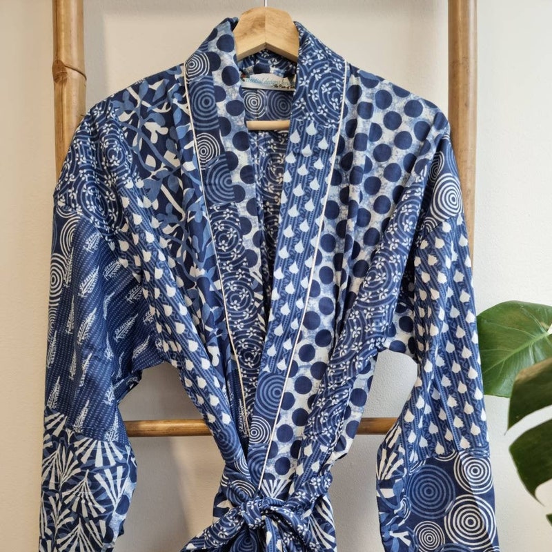 Indigo Kimono House Robe - Etsy