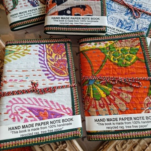 Set of 3 Recycled Paper Cotton Silk Handmade Notebook Journal A5 | Eco ...