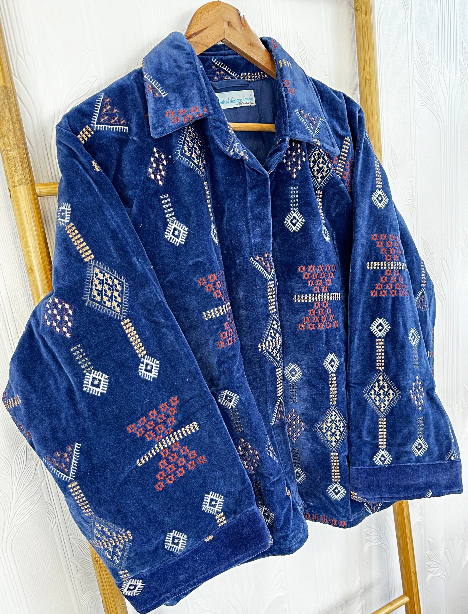 Velvet Artisan Embroidered Front Open Short Tribal Bolero Jacket Coat ...