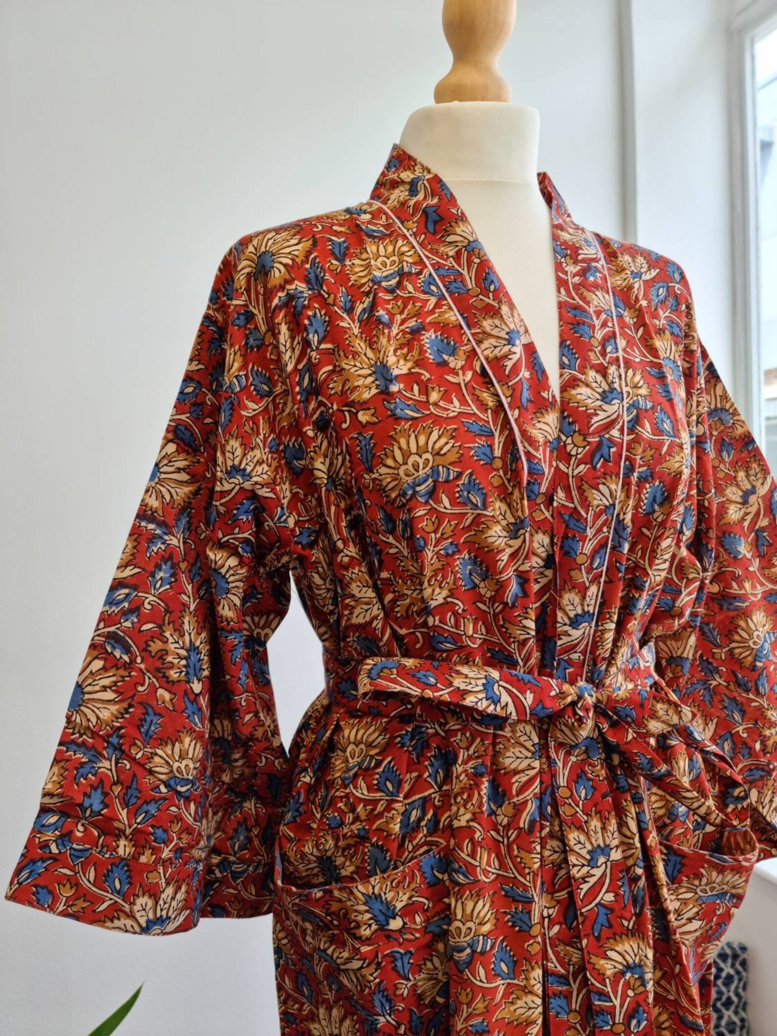 Pure Cotton Handprinted House Robe Summer Kimono Floral - Etsy UK