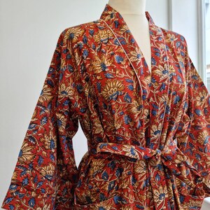 Pure Cotton Handprinted House Robe Summer Kimono | Floral Beach Coverup ...