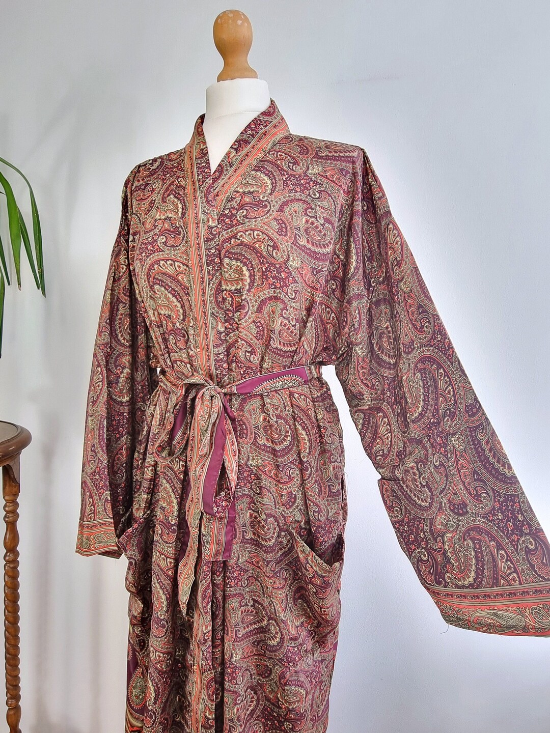 New Silky Sari Boho Kimono Regal House Robe - Luxury Lounge Digital ...