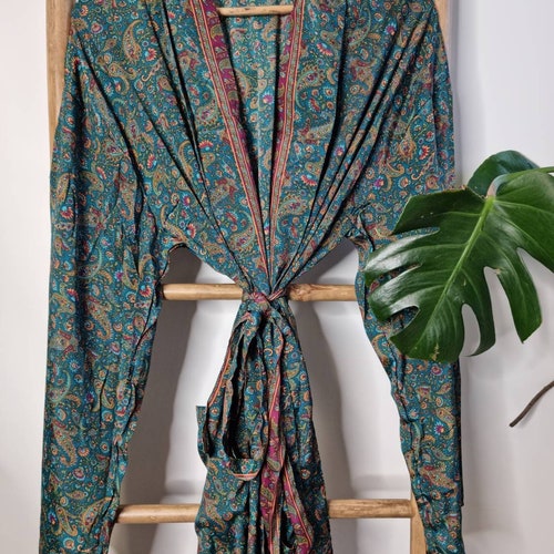 Men's Silk Boho Kimonos Man House Beach Artist Robe - Etsy