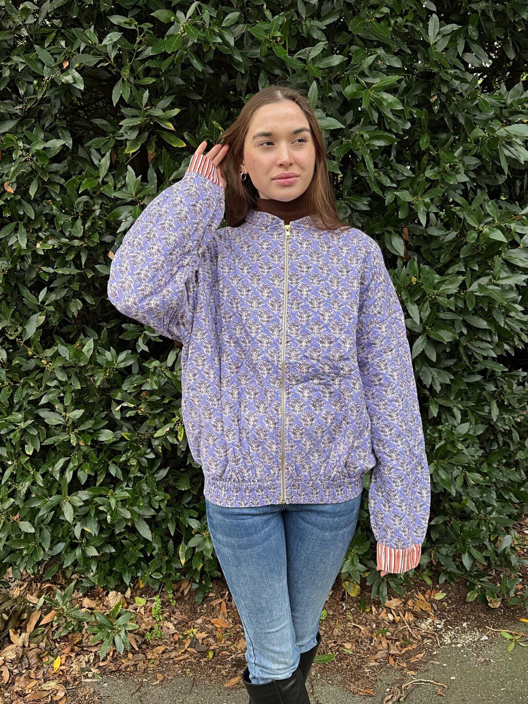 Luxury Quilted Cotton Boho Bomber Jacket Quirky Floral Layer Dinner ...