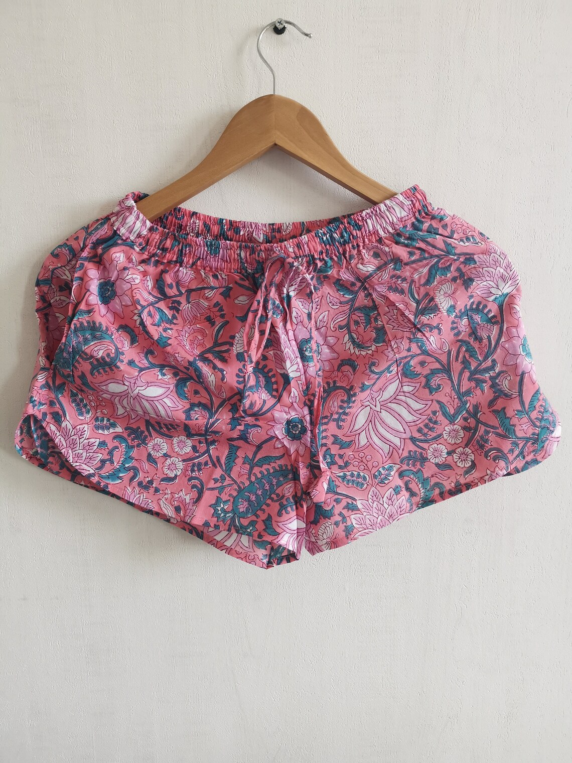 Cotton Hand Printed Indian Block-print Pure Cotton Floral Shorts Set ...