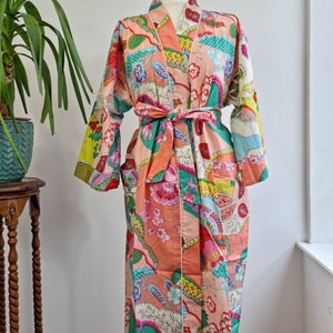 Pure Cotton Handprinted House Robe Summer Kimono | Floral Beach |quirky ...
