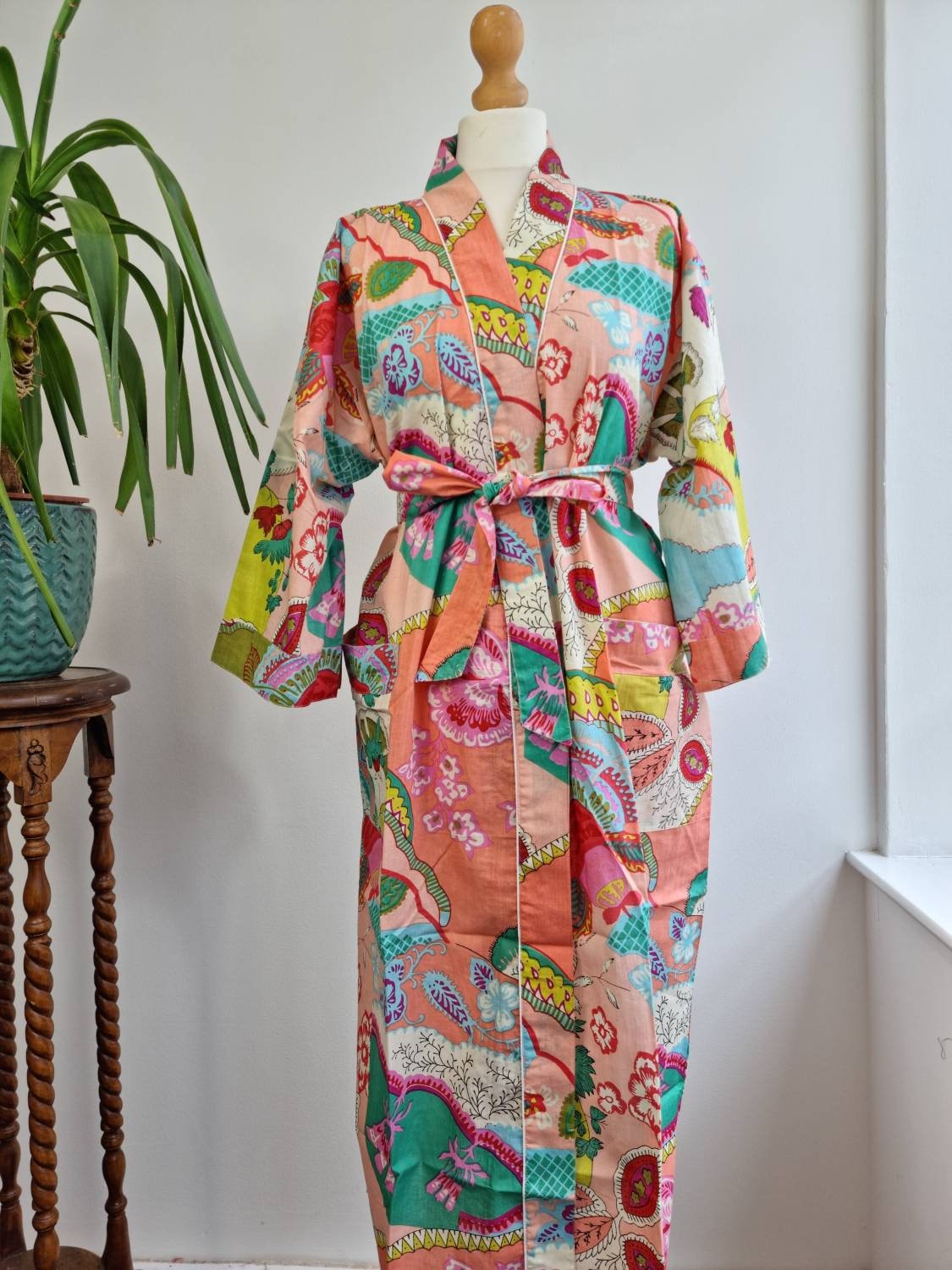 Pure Cotton Handprinted House Robe Summer Kimono | Floral Beach |quirky ...