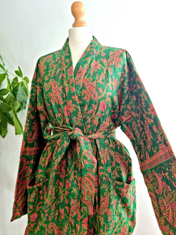 Paisley Unisex Yak Wool Blend Floral Kimono/robe Regal Rich - Etsy UK