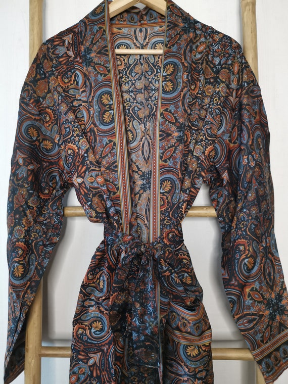 Men's Silk Boho Kimonos Man House Beach Artist Robe - Etsy