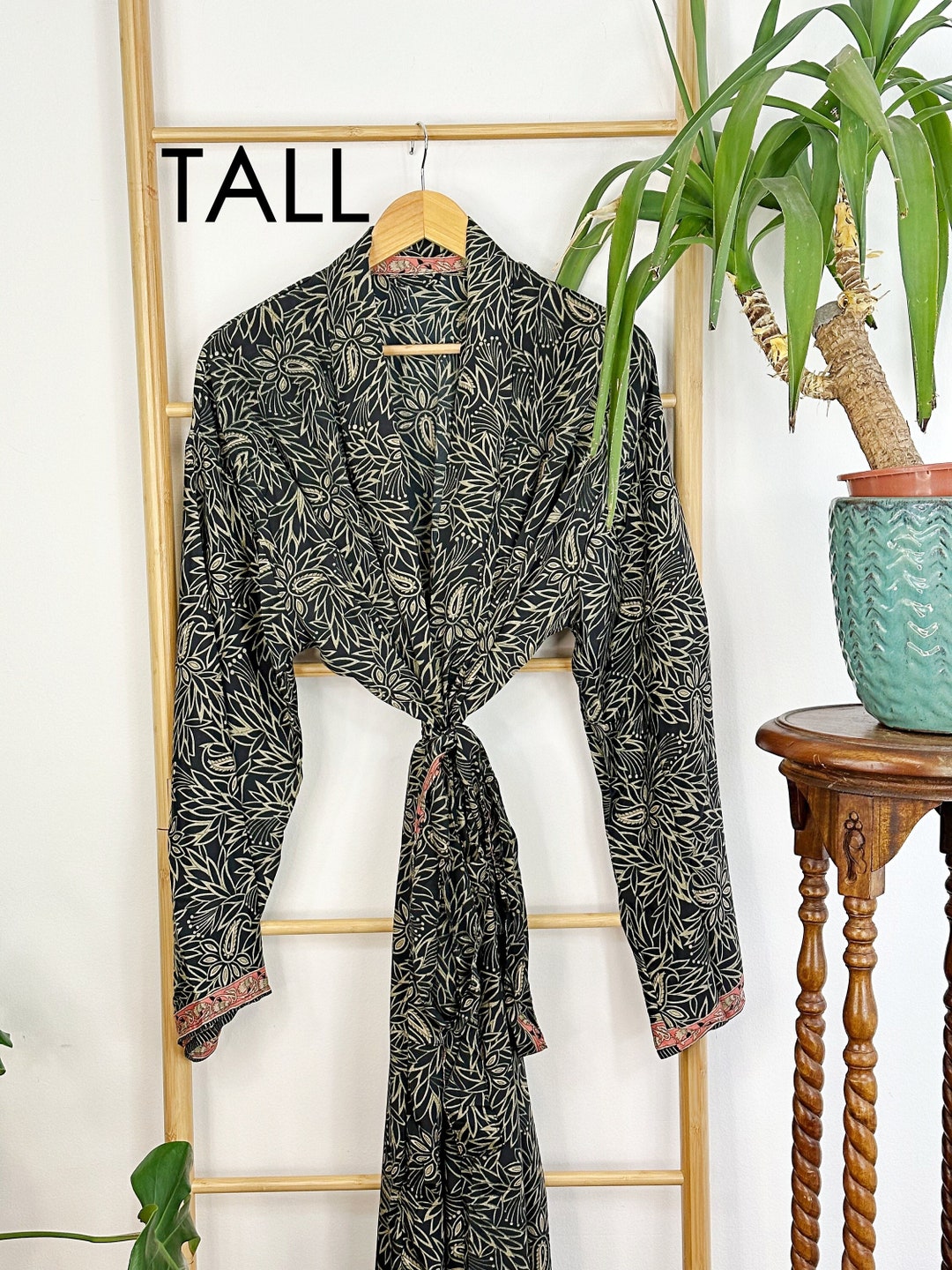 Tall Men's Silky Boho Kimonos Man House Beach Artist Robe - Digital ...