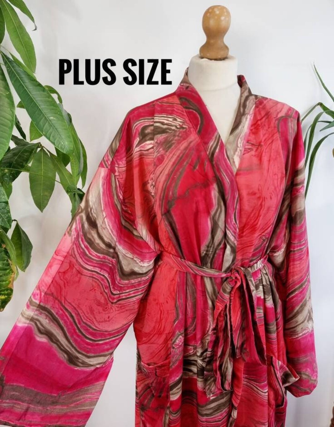 Plus Size Boho Kimono Regal House Robe - Luxury Lounge Digital Print ...