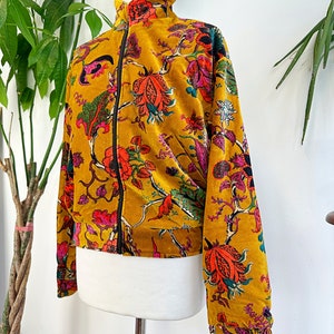 Luxury Velvet Boho Bomber Jacket Quirky Floral Layer Dinner Chic Bolero ...