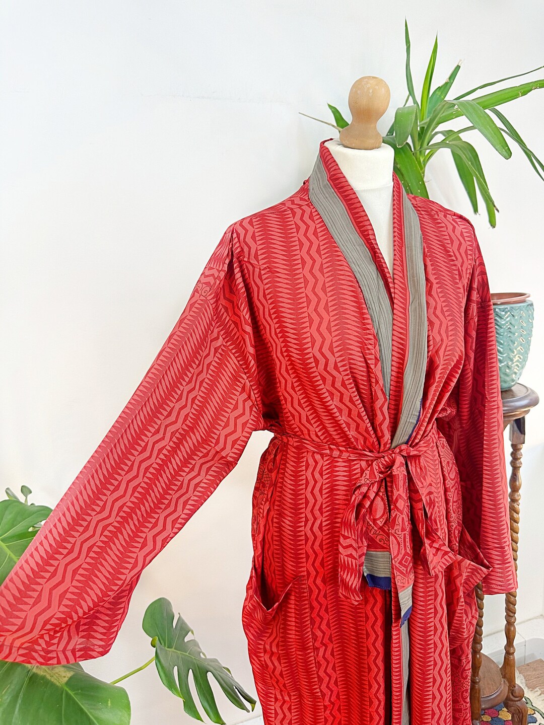 Recycled Vintage Silk Sari Boho Kimonos Regal House Dressing Robe ...