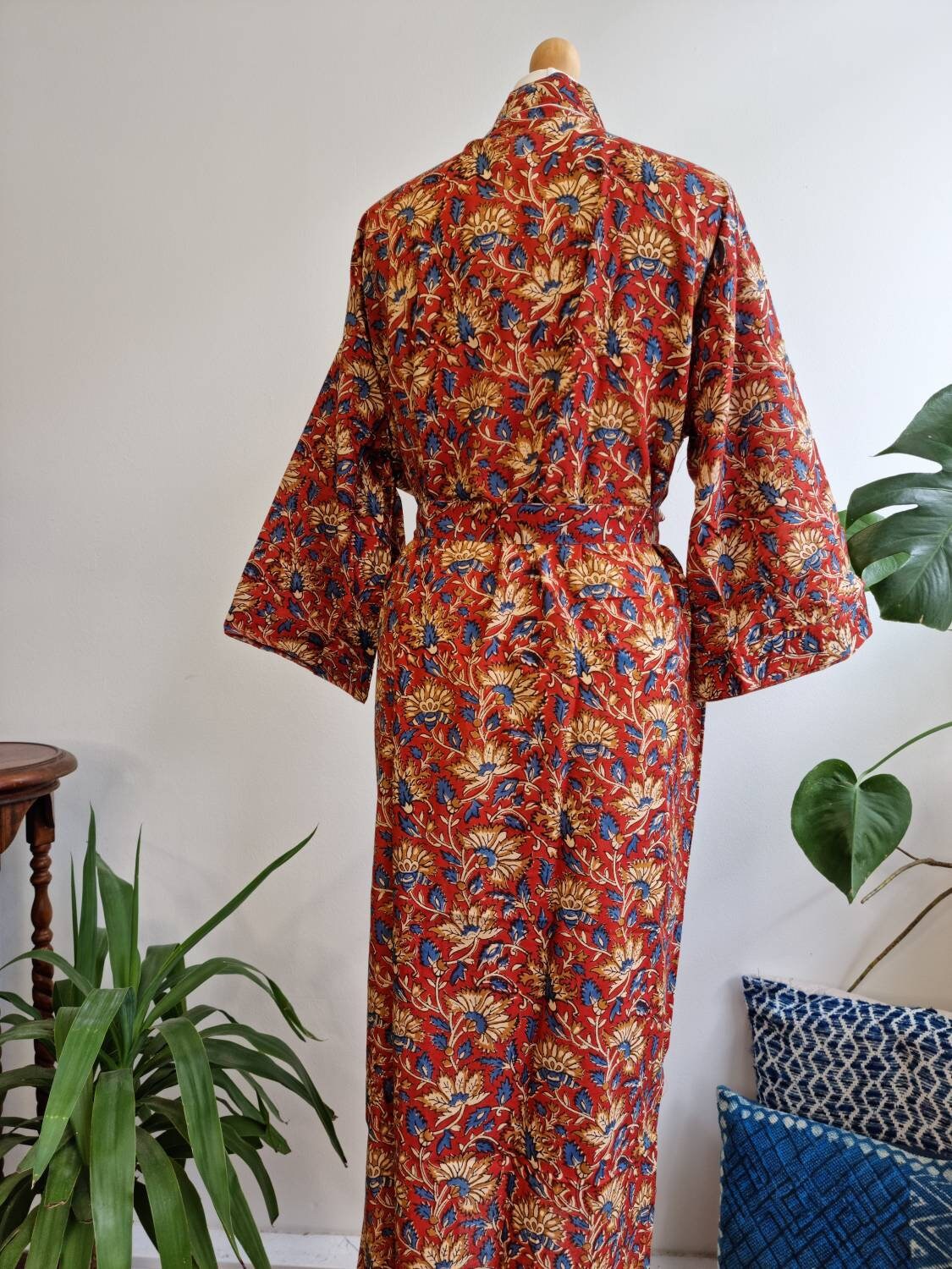 Pure Cotton Handprinted House Robe Summer Kimono Floral - Etsy UK