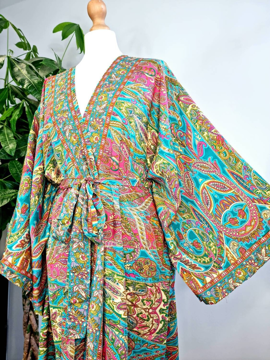 New Silky Sari Boho Kimono Regal House Robe - Luxury Lounge Digital ...