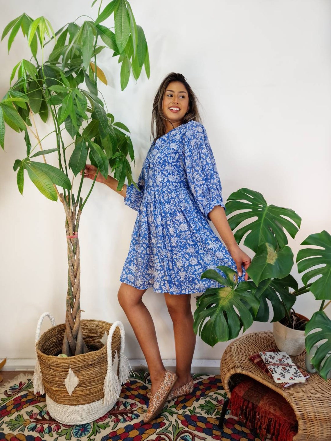 Pure Cotton Dress Indian Block Print Colourful Summer Earthy Elegant ...