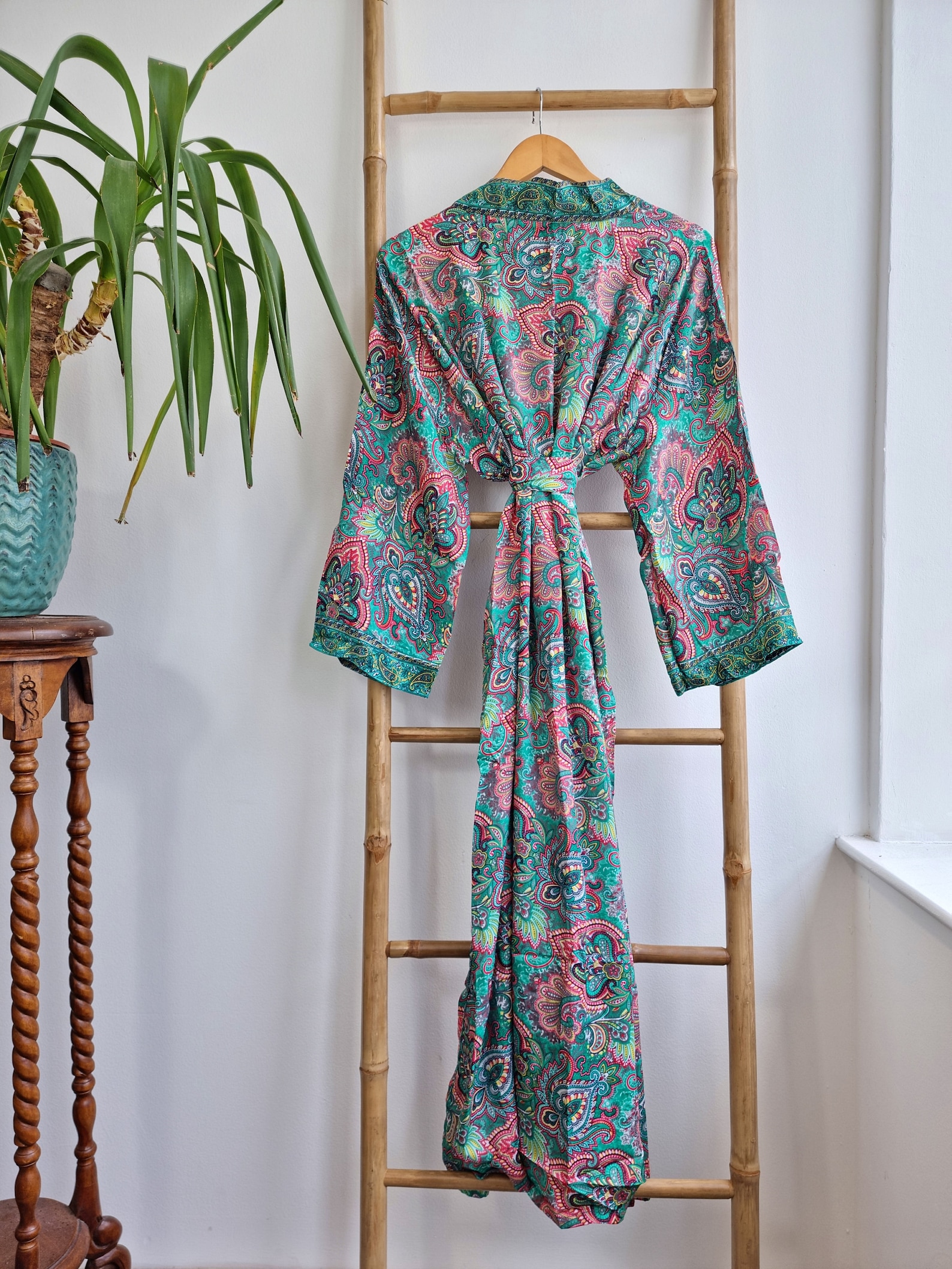 New Silky Sari Boho Kimono Regal House Robe - Luxury Lounge Digital ...
