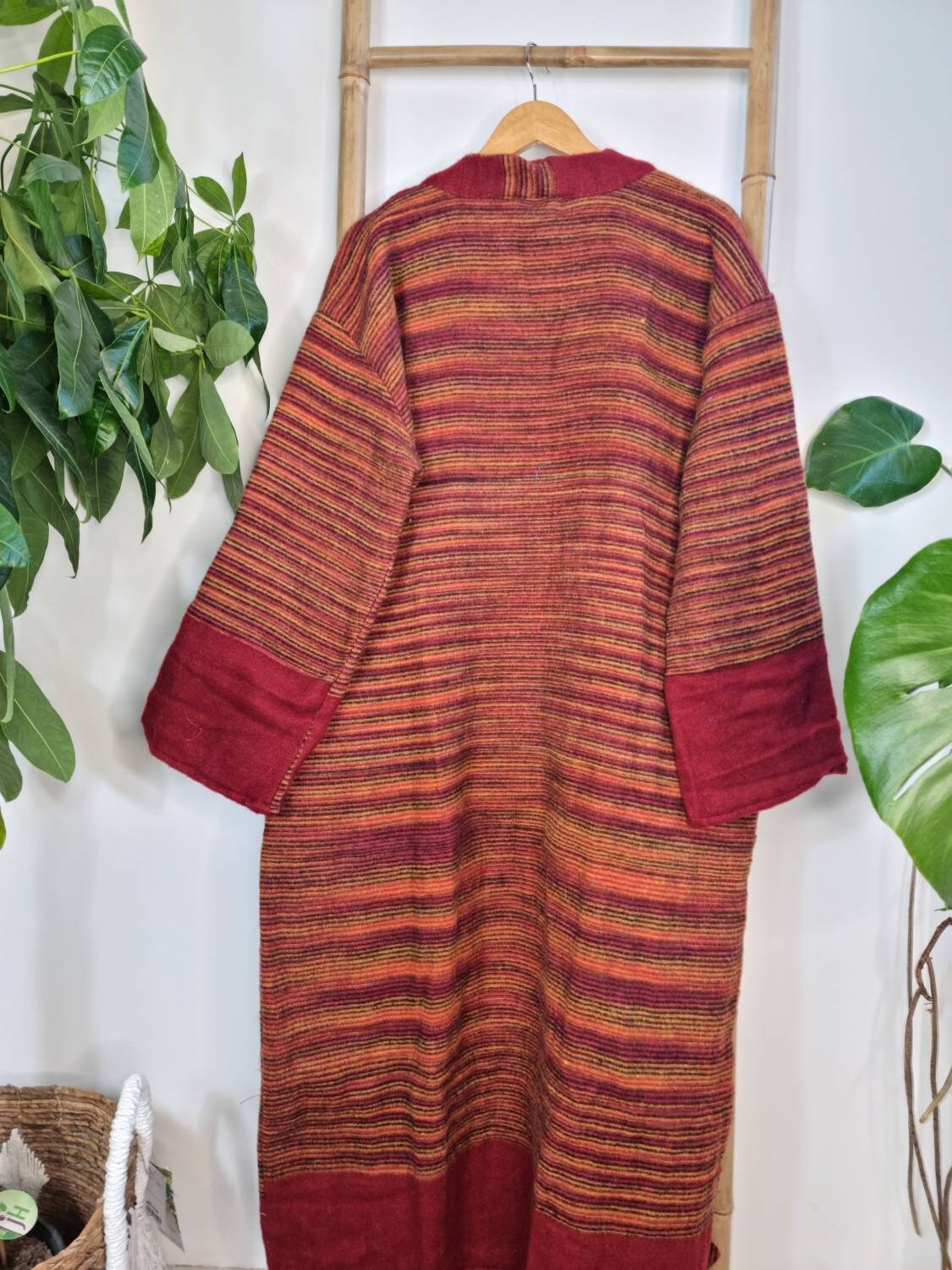 Unisex Stripe Yak Wool Blend Kimono/house Lounge Robe - Etsy UK