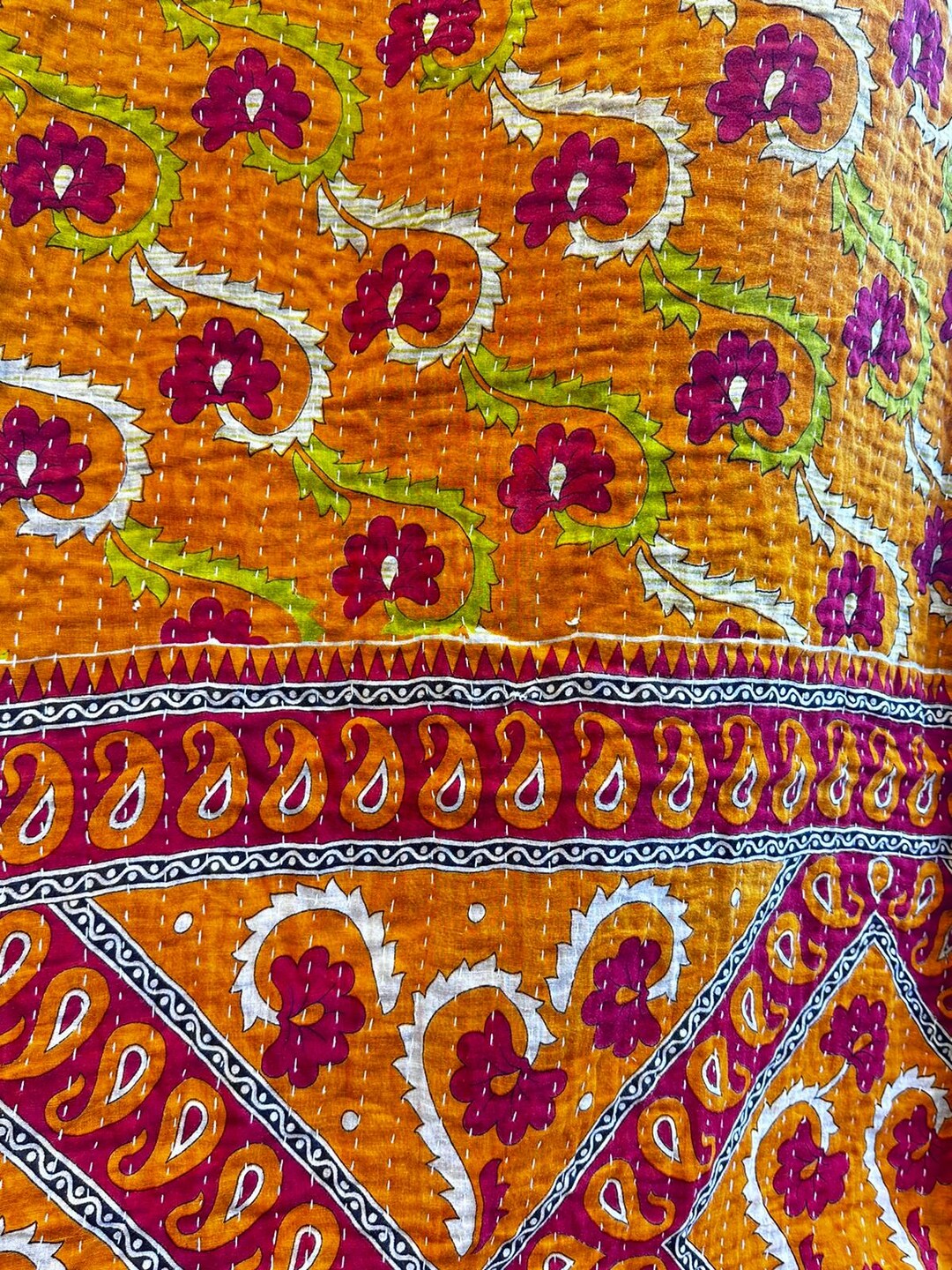 Vintage Handmade Kantha Stitch Sofa Throw | Beach Throw | Camper Van ...