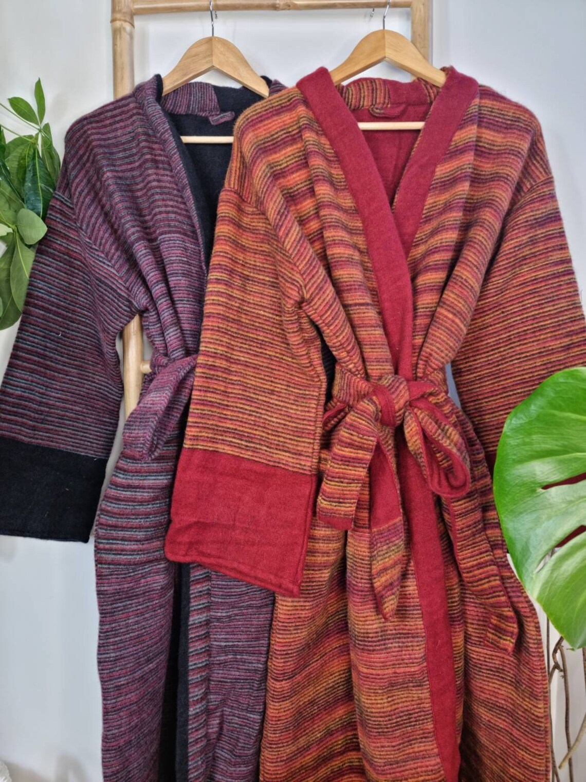 Unisex Stripe Yak Wool Blend Kimono/house Lounge Robe - Etsy UK