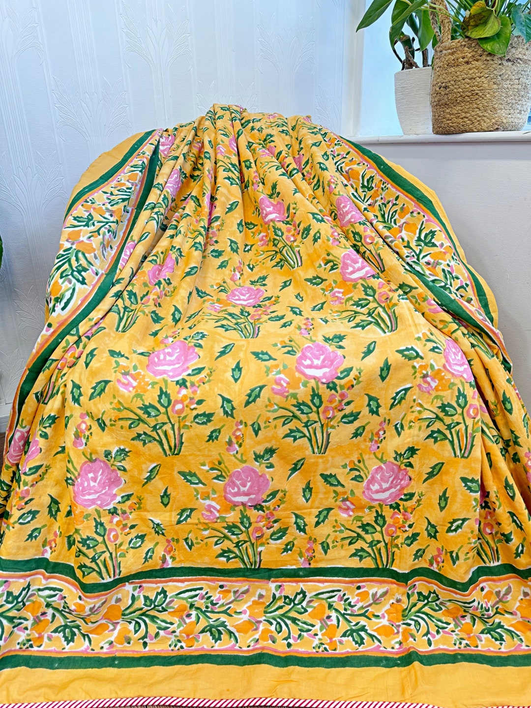 Pure Soft Cotton Indian Floral Dohar Reversible Bed/sofa Throw Summer ...