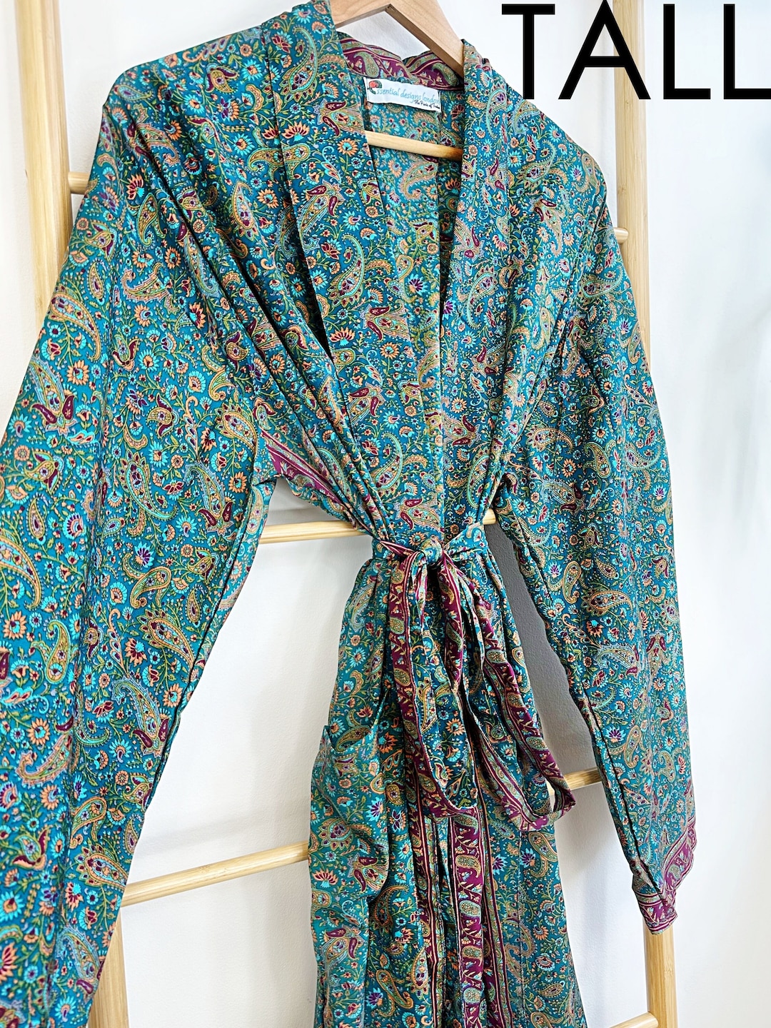 Tall Men's Silky Boho Kimonos Man House Beach Artist Robe - Rich ...