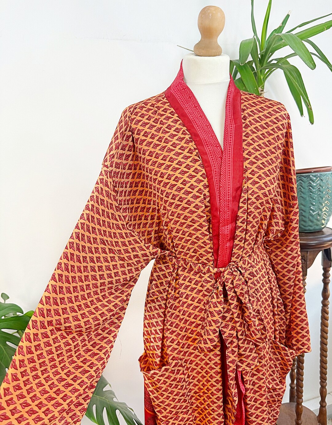 Recycled Vintage Silk Sari Boho Kimonos Regal House Robe | Elegant ...
