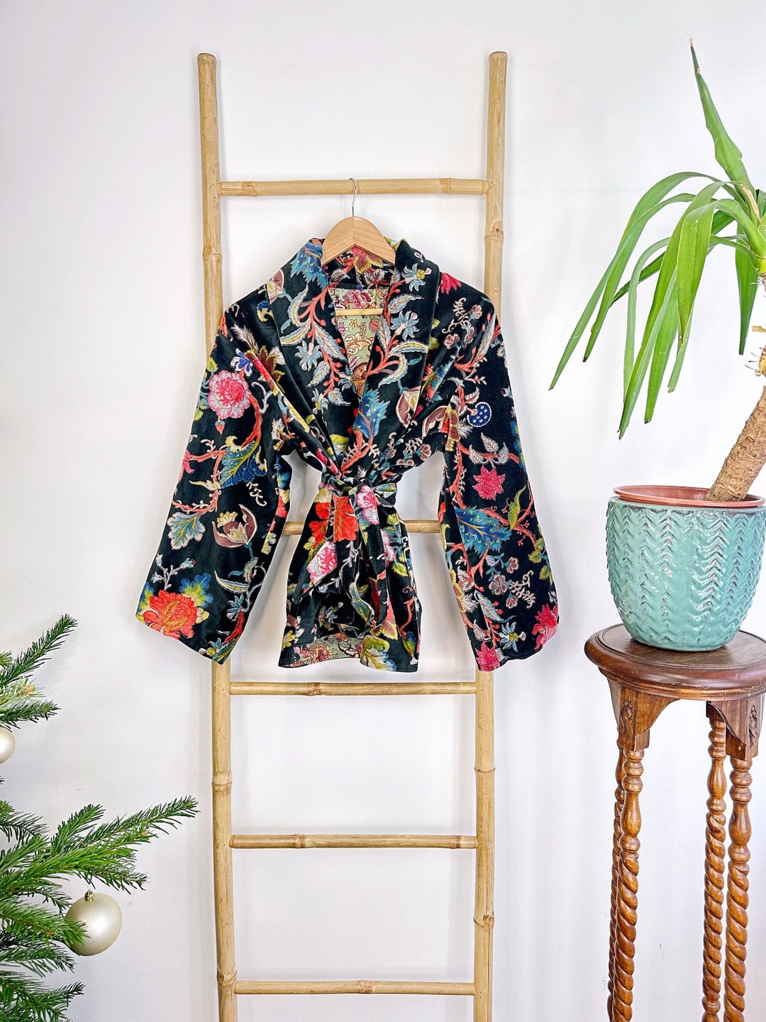 Luxury Velvet Boho Quirky Floral Layer Dinner Chic Coat Bomber Jacket ...