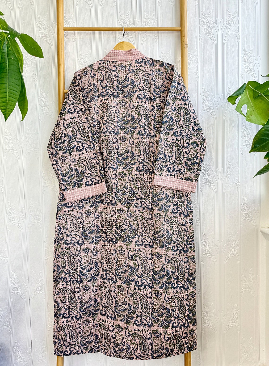 Pure Waffle Cotton Handprinted House Bath Dress Robe Summer Kimono ...