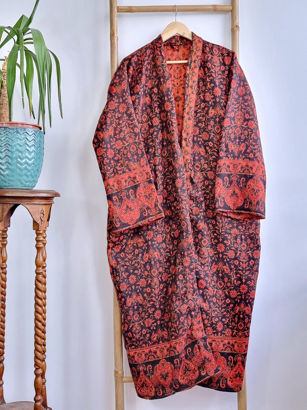 Paisley Unisex Yak Wool Blend Kimono/house Lounge Warm Robe – Regal ...