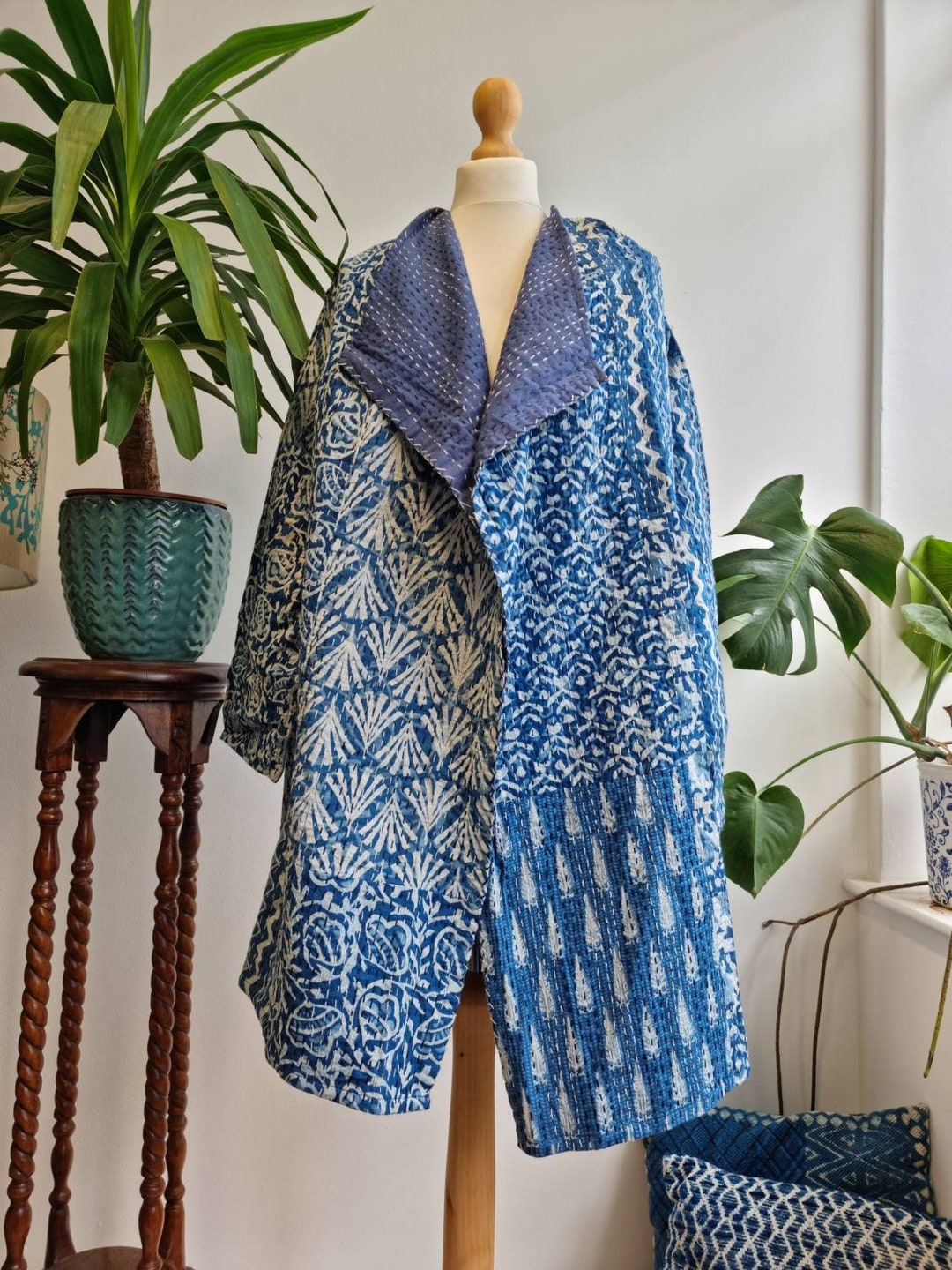 Indigo Reversible Kantha Mid Length All Season Bohemian Melange Theatre ...