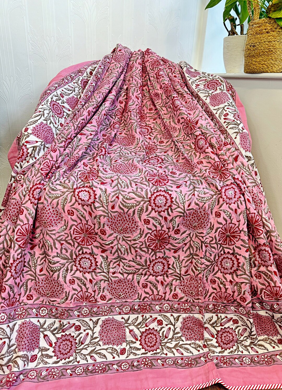 Pure Soft Cotton Indian Floral Dohar Reversible Bed/sofa Throw Summer ...