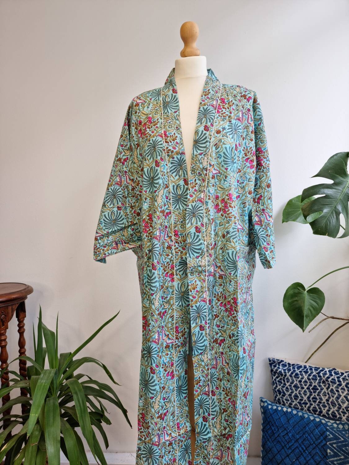 Pure Cotton Indian Block Printed House Robe Summer Kimono | Floral ...