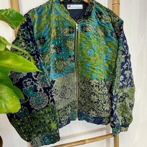 Luxury Velvet Boho Bomber Jacket Quirky Floral Layer Dinner Chic Bolero ...