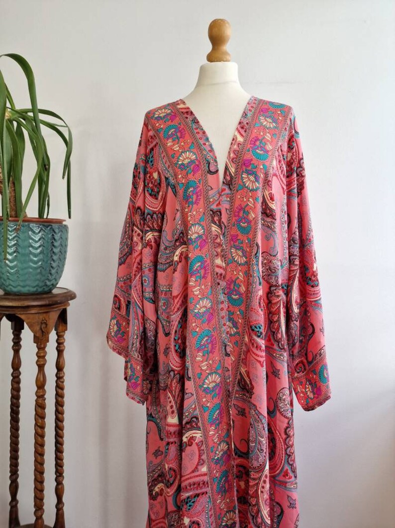 New Silky Sari Boho Kimono Regal House Robe - Luxury Lounge Digital ...