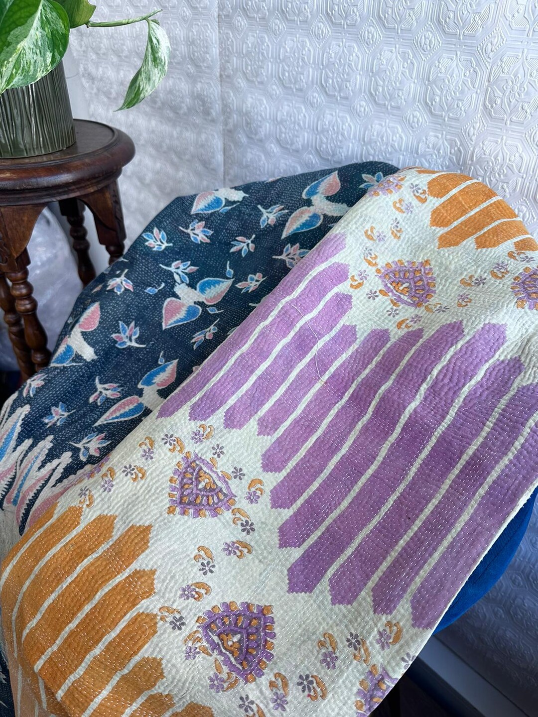 Vintage Handmade Kantha Stitch Sofa Throw | Beach Throw | Camper Van ...