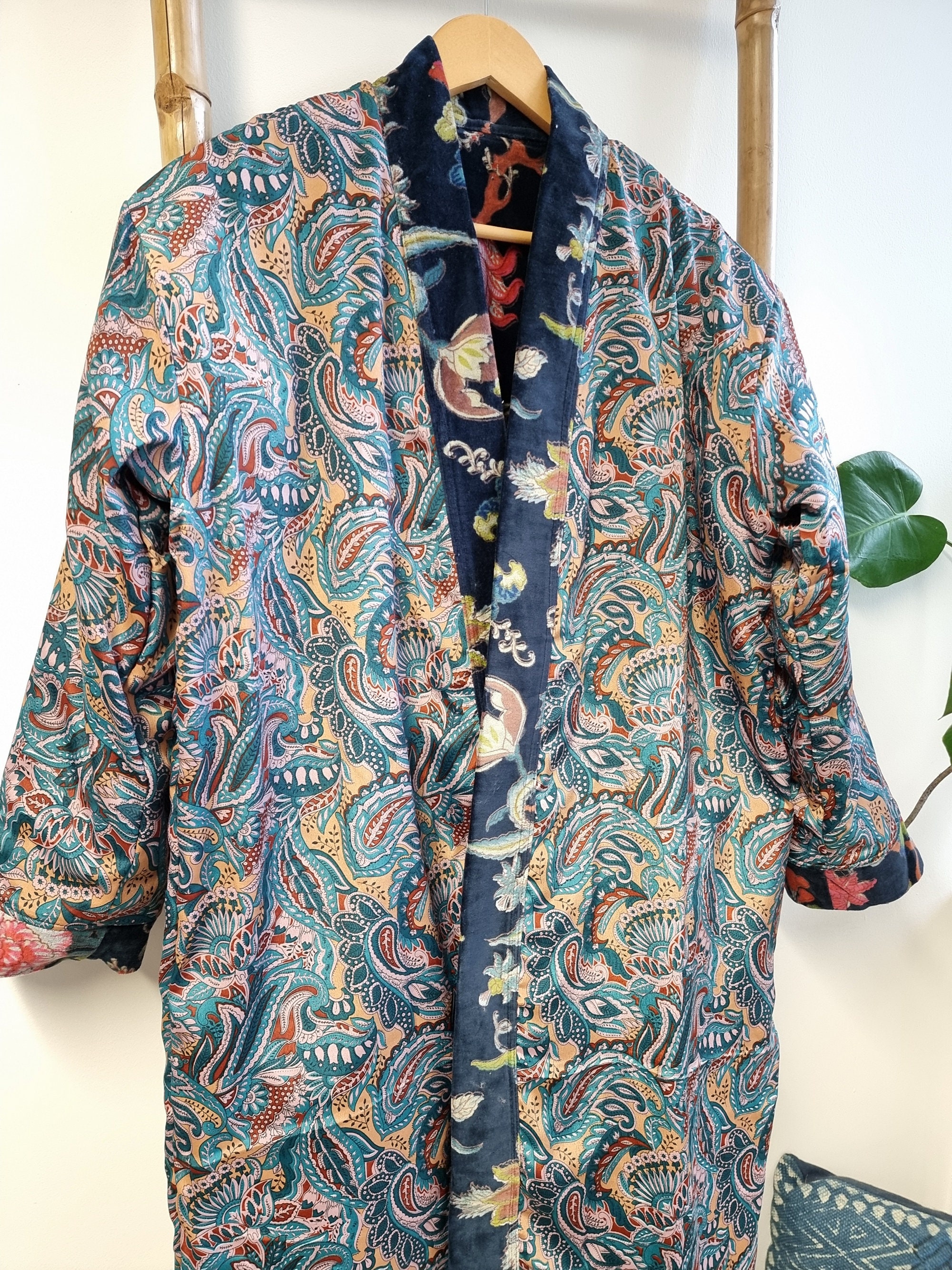 Luxury Velvet House Robe Unisex Kimono Boho Jacket Reversible - Etsy