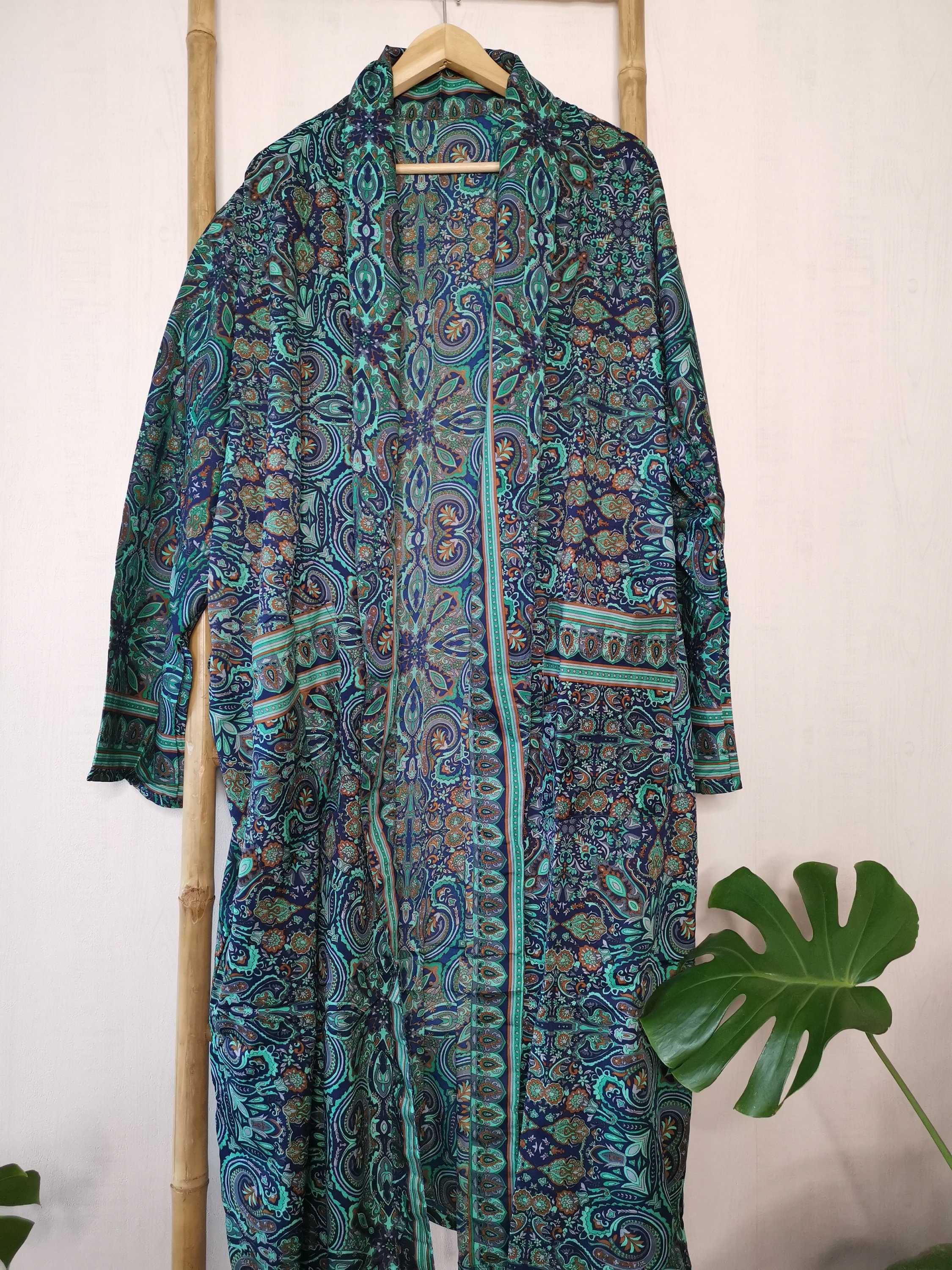 Men's Silk Boho Kimonos Man House Beach Artist Robe - Etsy