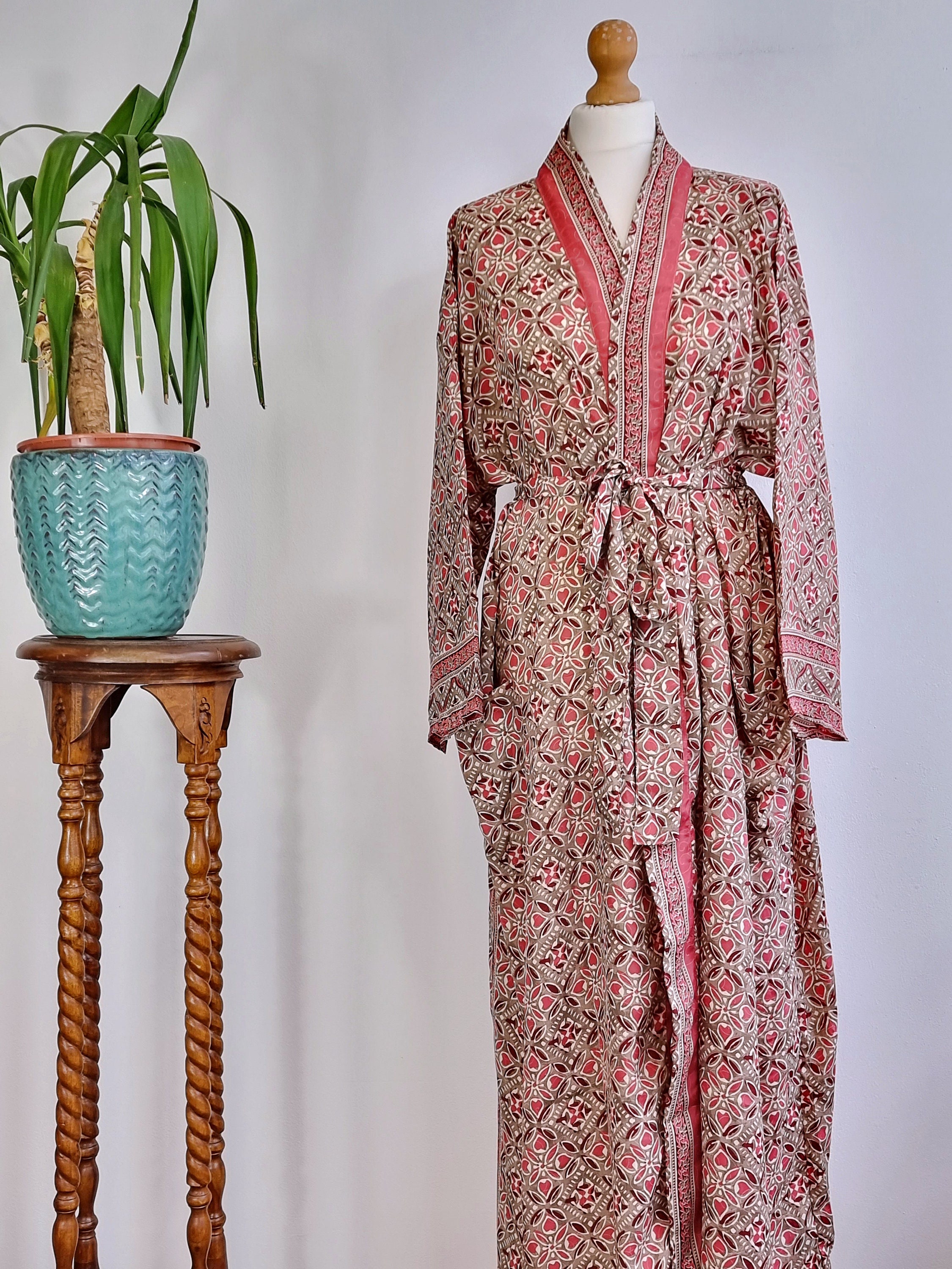 Couple Set Silk Boho Kimonos Man Woman House Beach Artist Robe - Etsy