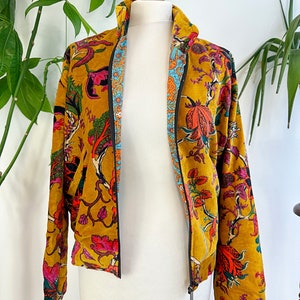 Luxury Velvet Boho Bomber Jacket Quirky Floral Layer Dinner Chic Bolero ...