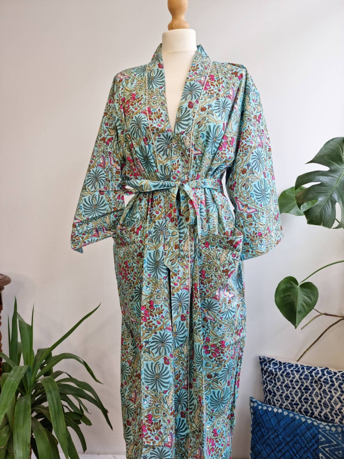 Pure Cotton Indian Block Printed House Robe Summer Kimono | Etsy