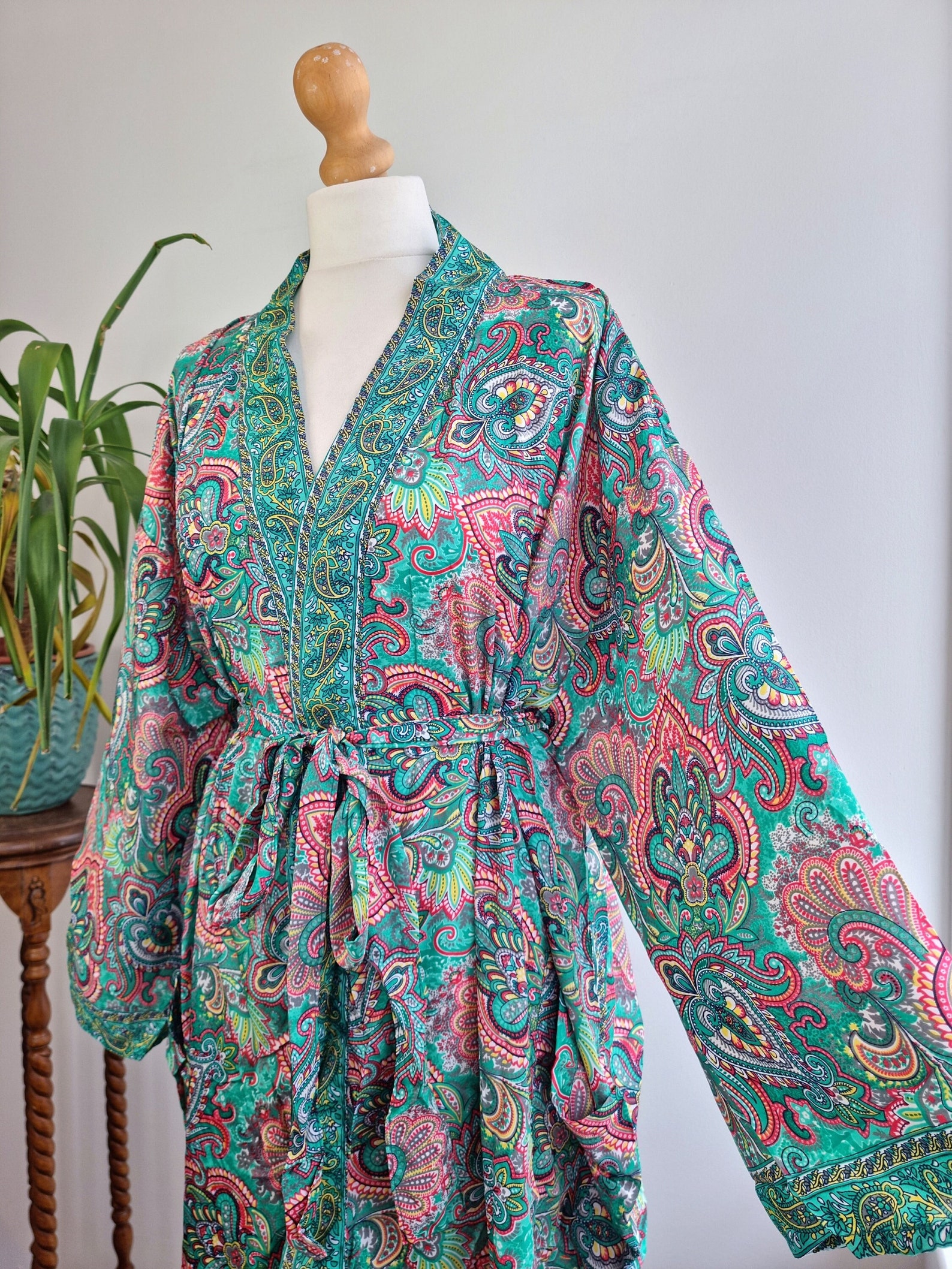 New Silky Sari Boho Kimono Regal House Robe - Luxury Lounge Digital ...