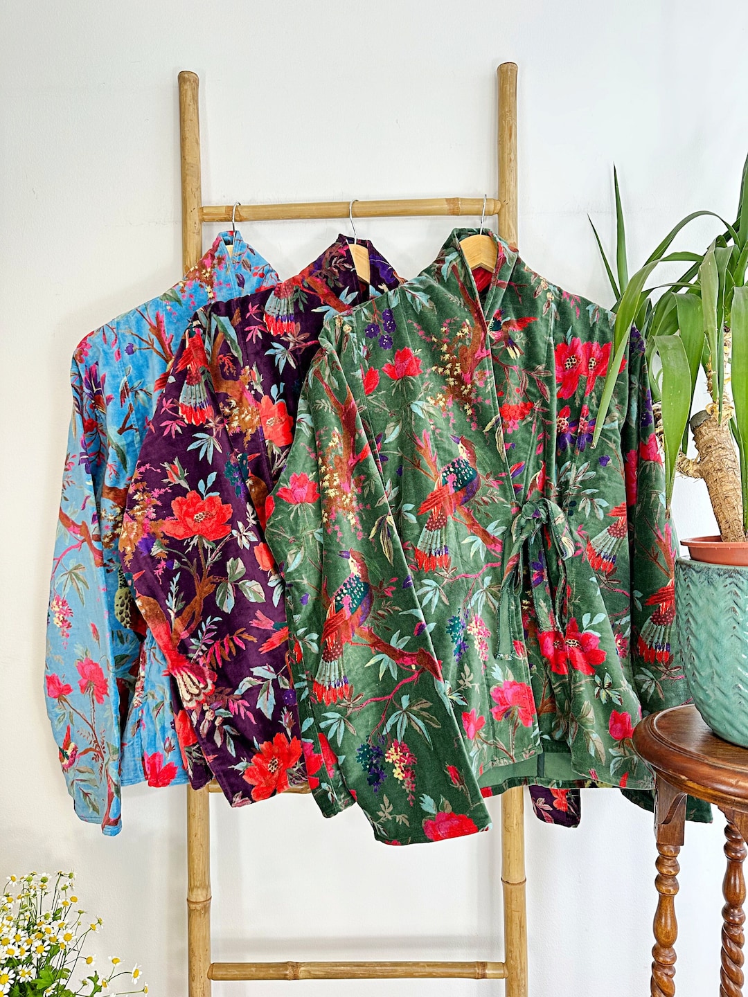 Luxury Velvet Boho Quirky Floral Shrug Outer Layer Dinner Chic Elegant ...