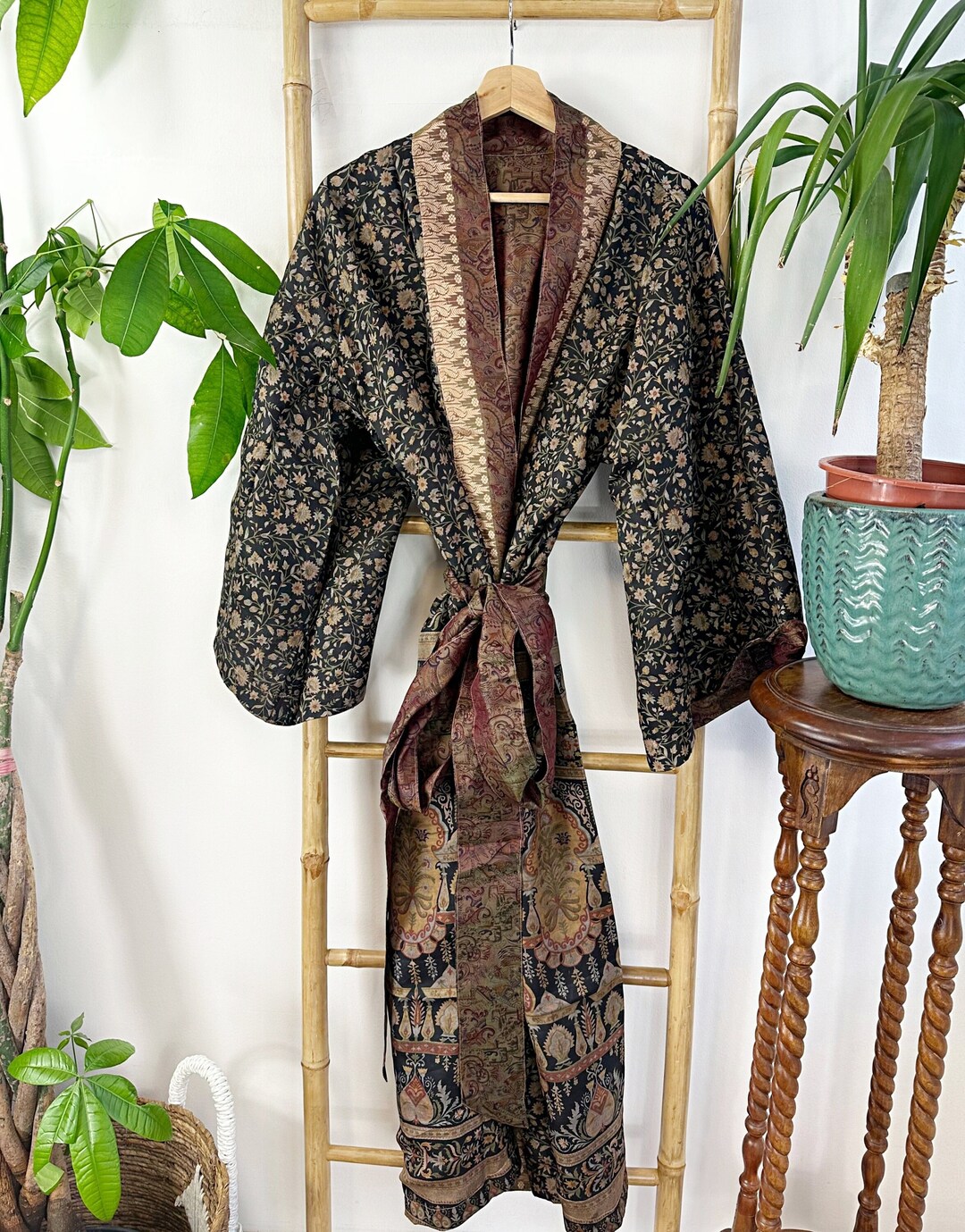 Men's Luxury Pure Silk Reversible Unisex Recycled Vintage Sari Boho ...