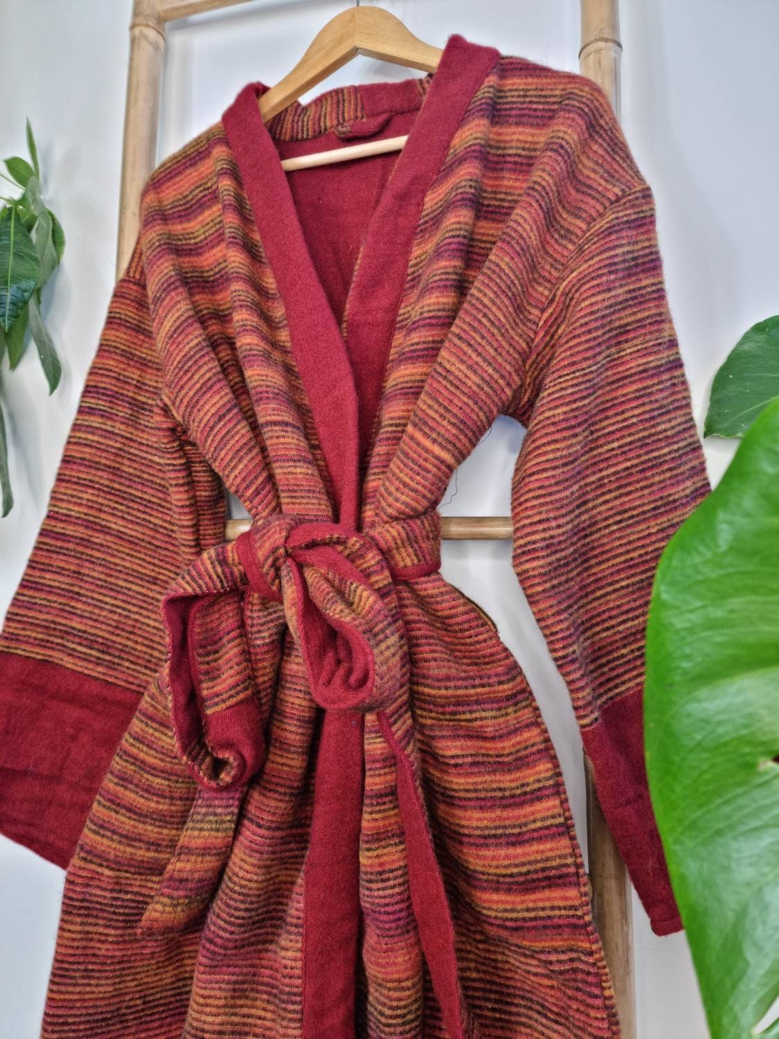 Unisex Stripe Yak Wool Blend Kimono/house Lounge Robe - Etsy UK