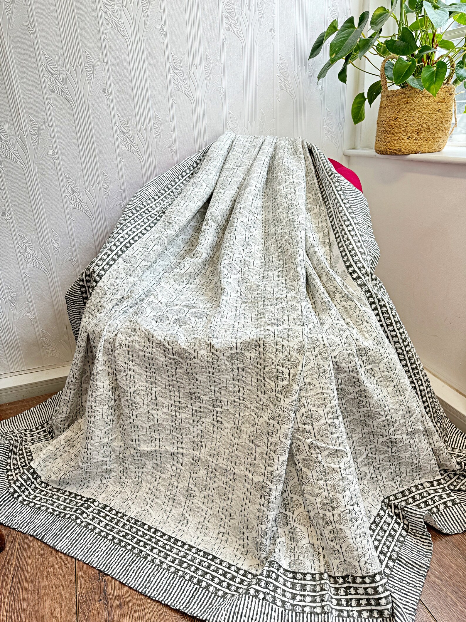 Kantha Stitch Pure Cotton Reversible Bed/sofa Throw King Size ...