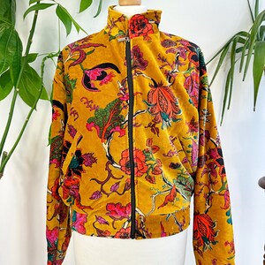 Luxury Velvet Boho Bomber Jacket Quirky Floral Layer Dinner Chic Bolero ...